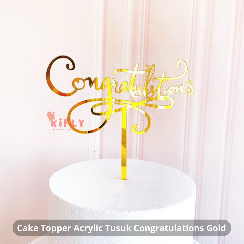 Jual Cake Topper Acrylic Tusuk Congratulations Gold/Topper ...