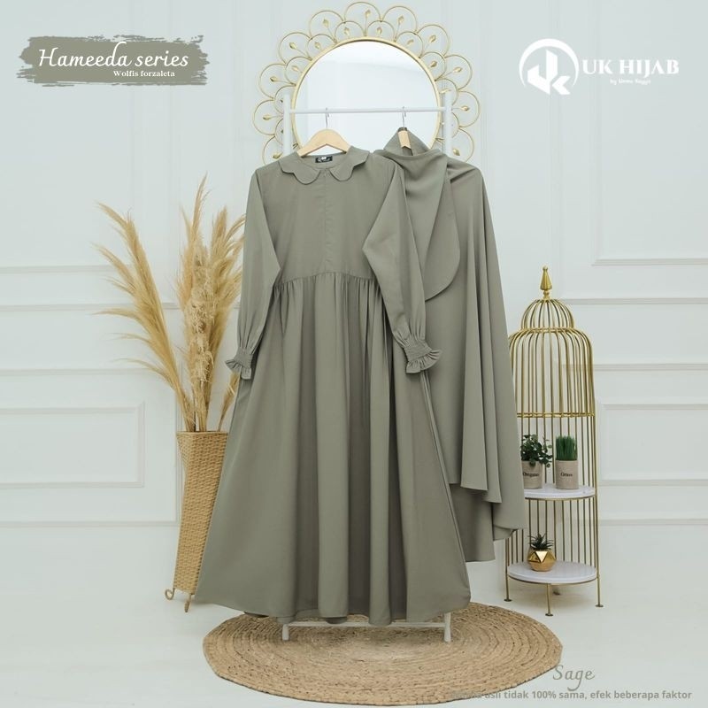 Jual BARU HAMEEDA SET GAMIS HIJAB FREE CADAR Bahan wolfis forzaleta m l ...