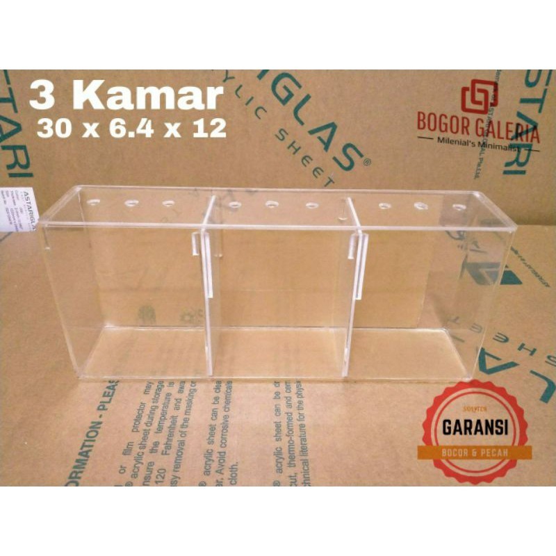 Jual 7.7 AQUARIUM SOLITER AKRILIK CUPANG 3 KAMAR 30 x 6.4 x 10 2mm AKUARIUM IKAN CUPANG | Shopee ...