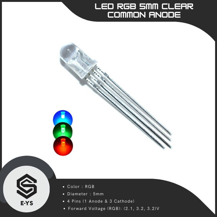 Jual LED RGB 5mm Clear Common Anode - Transparent 5 mm CC | Shopee Indonesia