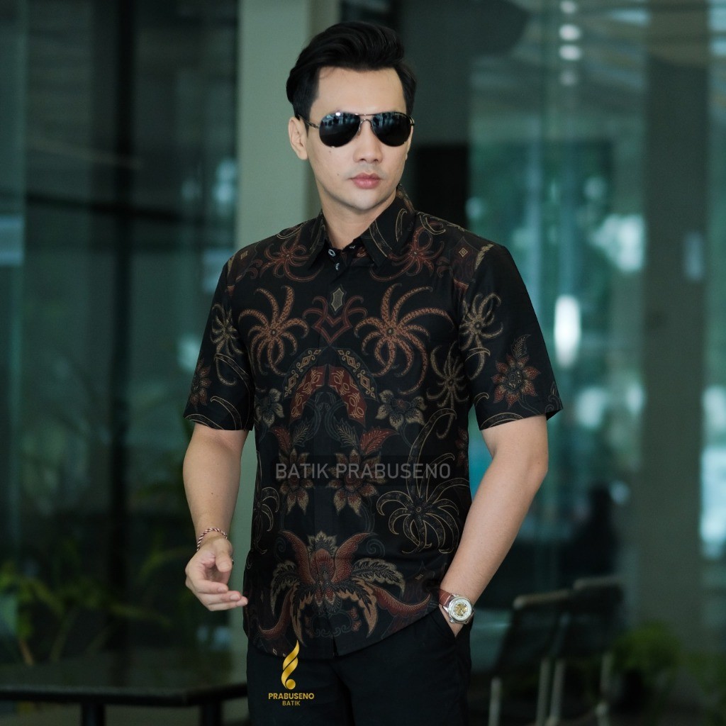Jual SASANA HITAM Baju Kemaja Pria Lengan Pendek Slimfit Slim Fit ...