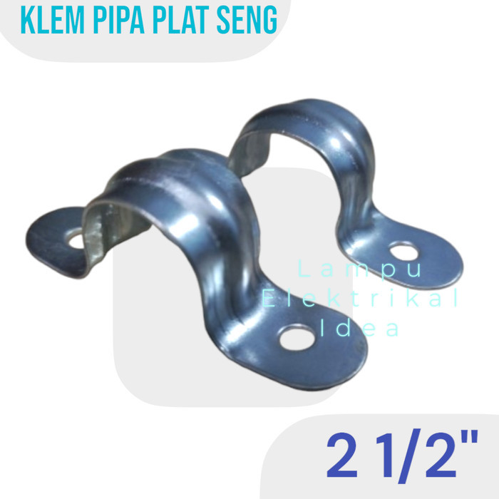 Jual KLEM PIPA OMEGA 2 1/2" / KLEM PARALON BAHAN PLAT SENG KROM PUTIH 2 ...