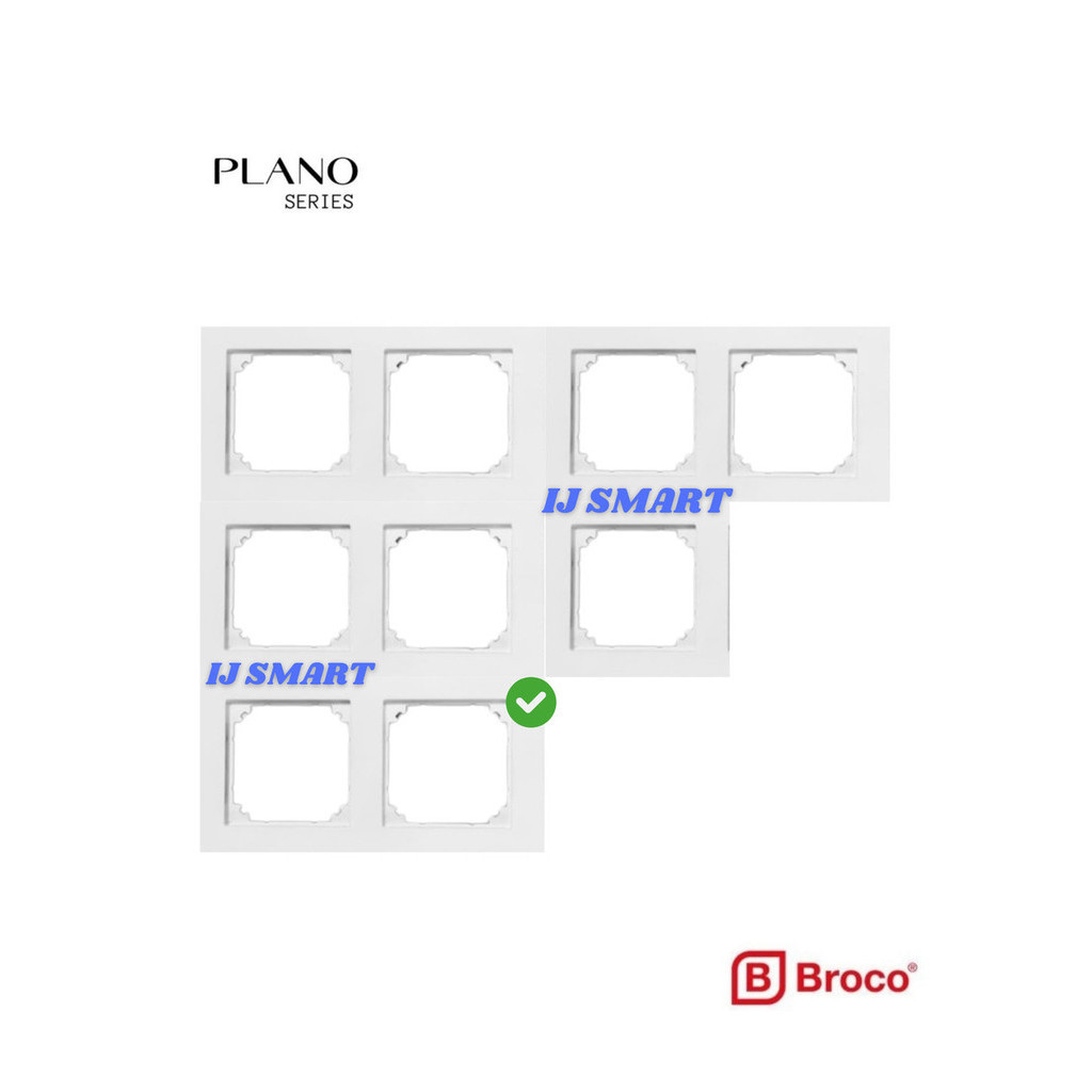 Jual Frame 2G Broco Plano E102-505S Putih, Frame Saklar/Stop Kontak 2 ...