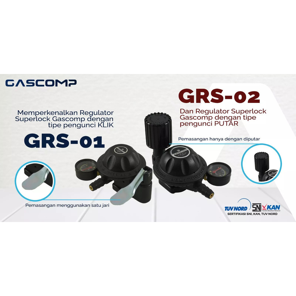 Jual GASCOMP GRS-01 Regulator Meter SUPERLOCK Tekanan Rendah | Shopee ...