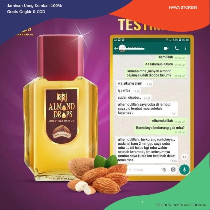Jual BAJAJ ALMOND DROPS Hair OIL Vitamin Sehat Minyak Rambut Rontok 100 ...