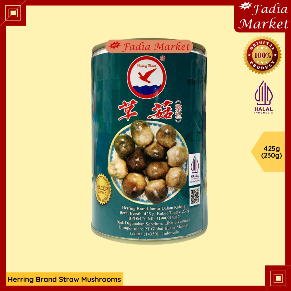 Jual Herring Brand Straw Mushrooms Jamur Merang Kaleng 425g 230g ...