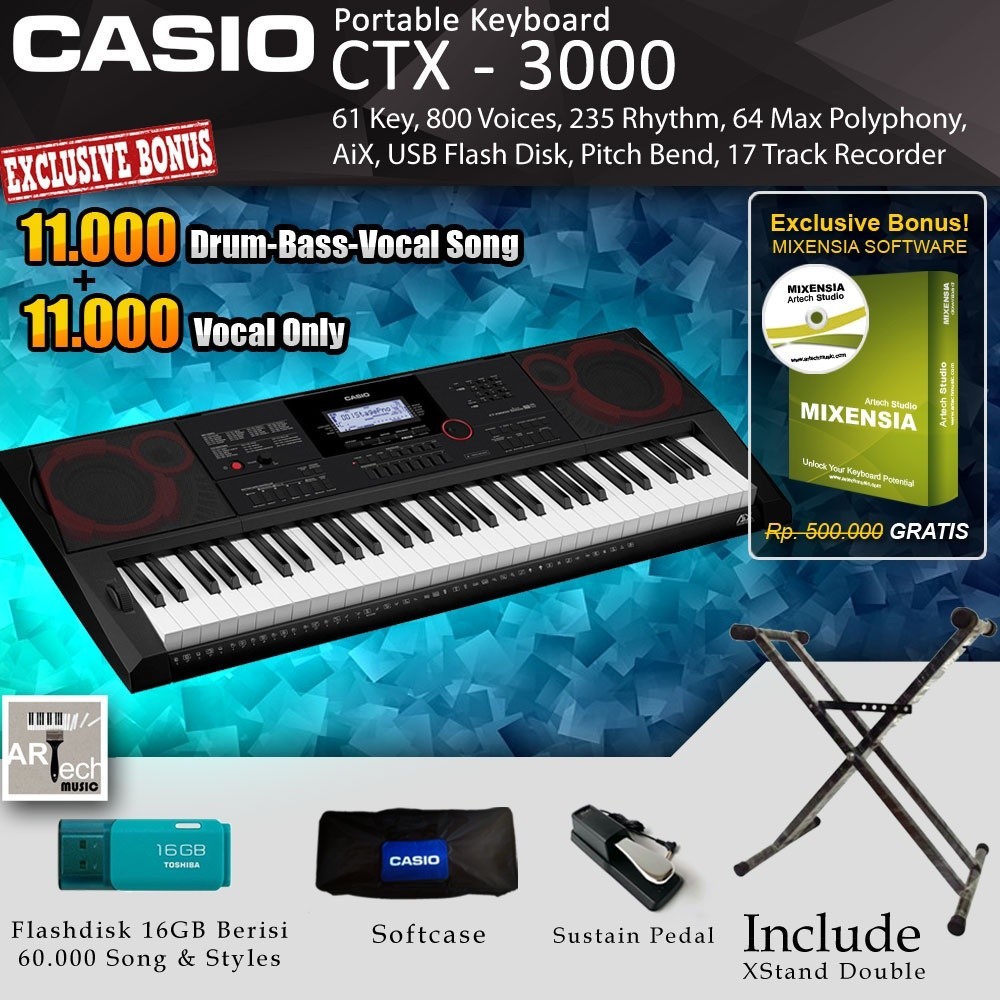 Jual NEW DISKON 70% Keyboard Casio CTX-3000 + Stand / CT-X3000 ...
