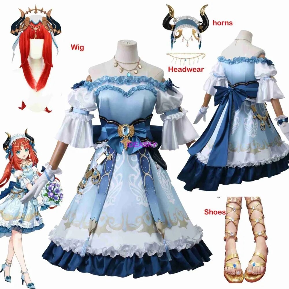 Jual Preorder Genshin Impact Nilou Cosplay Wig And Maid Outfit Dress
