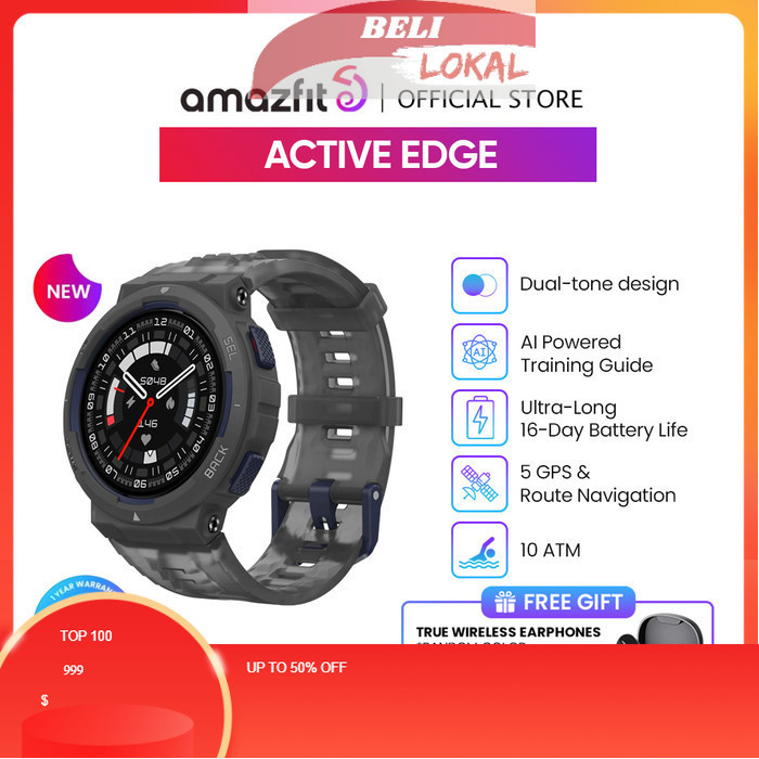 Jual JAM PINTAR/ SMART WATCH/ Amazfit Active Edge Smartwatch | 10 ATM ...