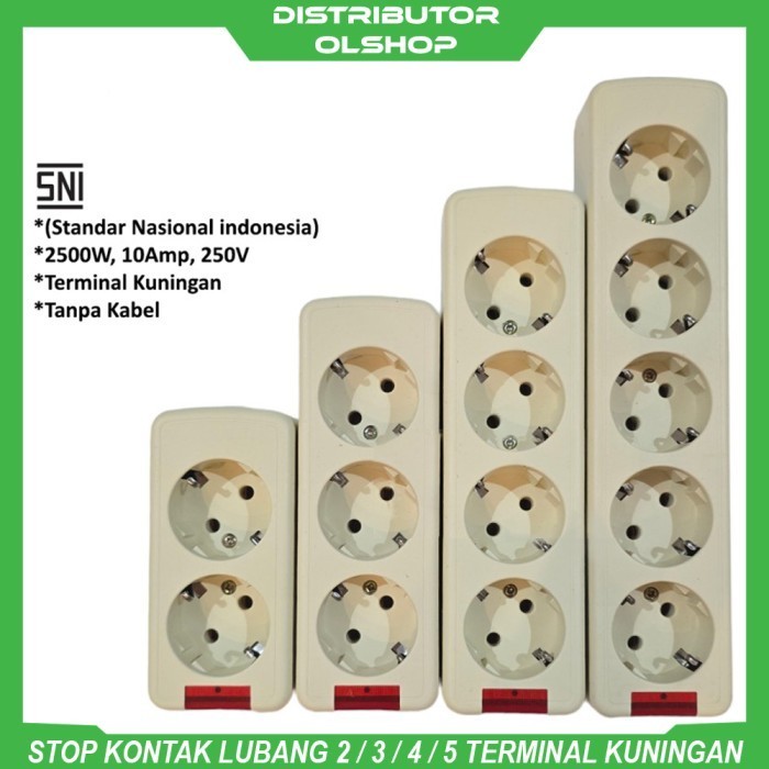Jual Stop Kontak Colokan 2/3/4/5 Lubang Terminal Listrik Kuningan | Shopee Indonesia