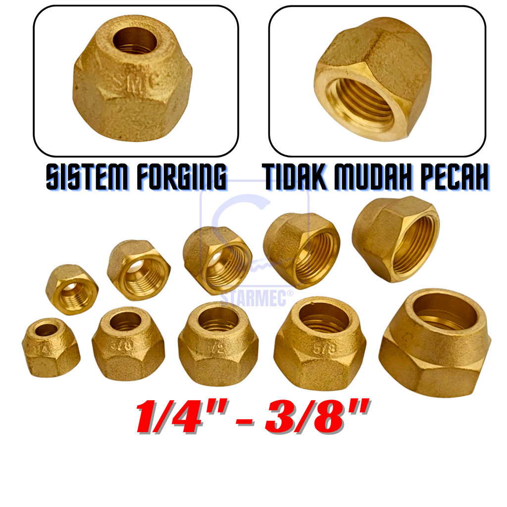 Jual Nut Nat Nepel 1/4 3/8" Tebal Pipa AC Starmec | Shopee Indonesia