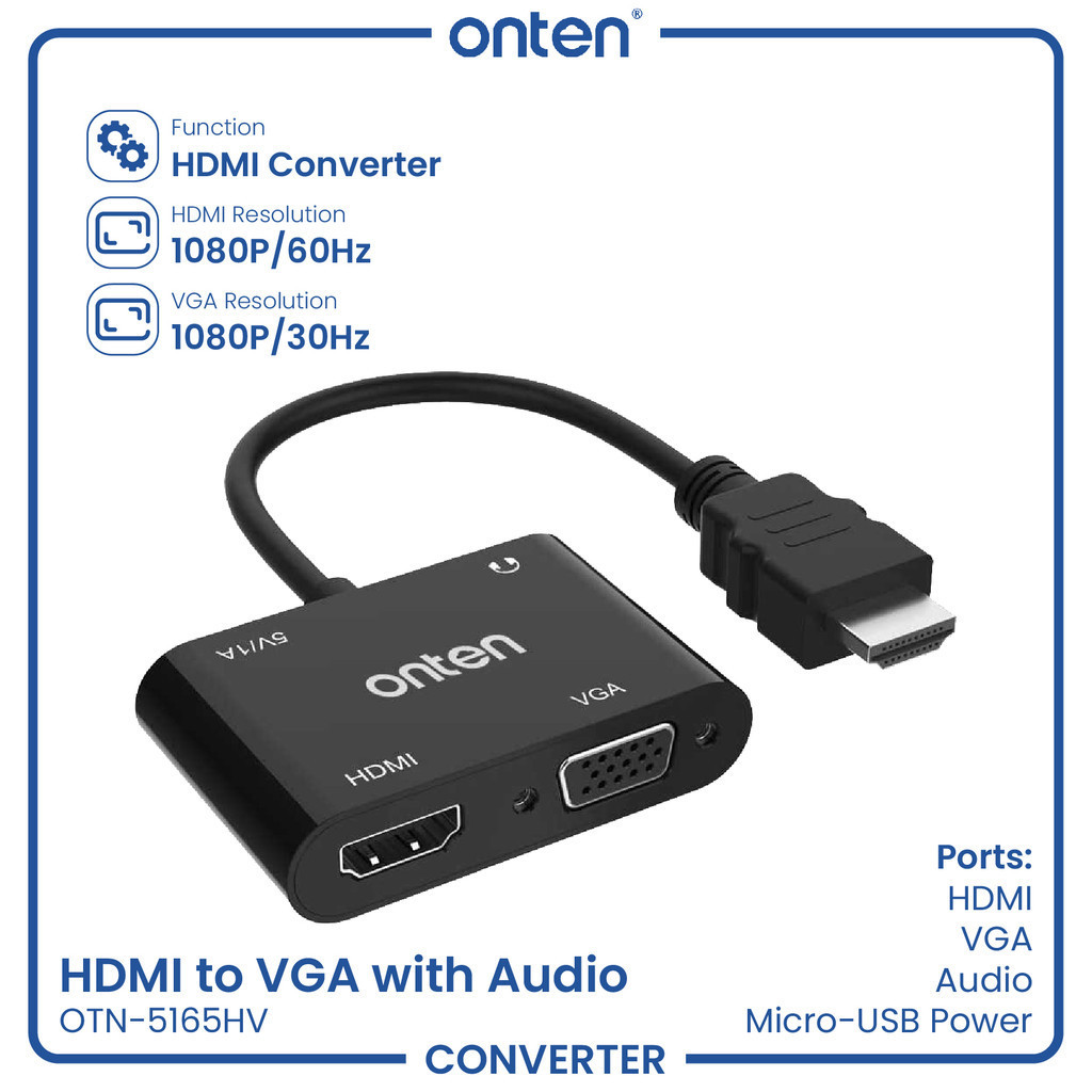 Jual Onten 2in1 HDMI Male to VGA & HDMI Converter Adapter OTN-5165HV ...