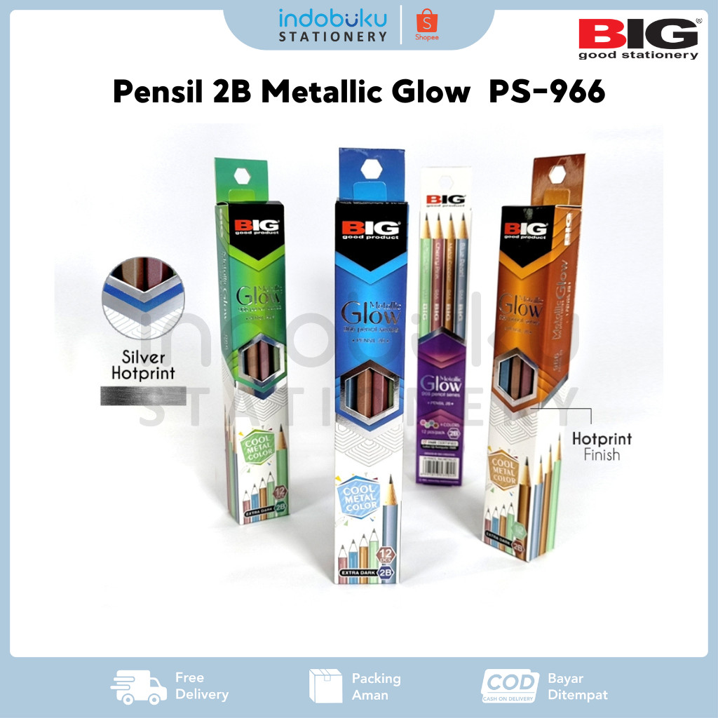 Jual Pensil 2B Metallic Glow BIG PS-966 (1Pack Isi 12Pcs) | Shopee ...