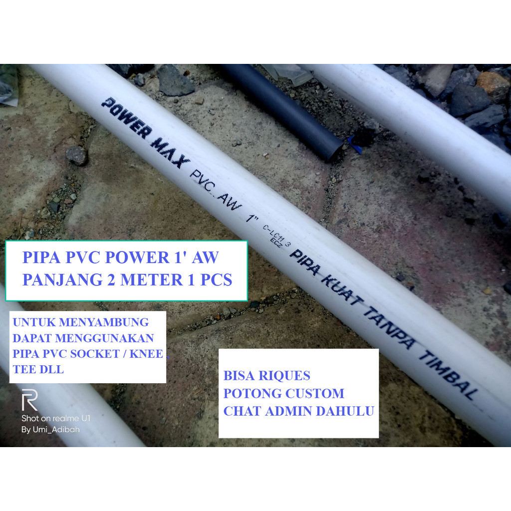 Jual Pipa PVC Power Max 1" Inch AW Panjang per 2 Meter Pipa Paralon murah - Pipa Kuat Tanpa ...