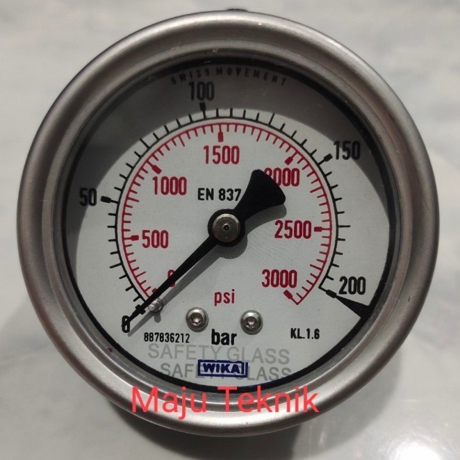 Jual WIKA Pressure D 2,5" 0-3000 psi/bar,drat 1/4"NPT Full SS Back + flange | Shopee Indonesia