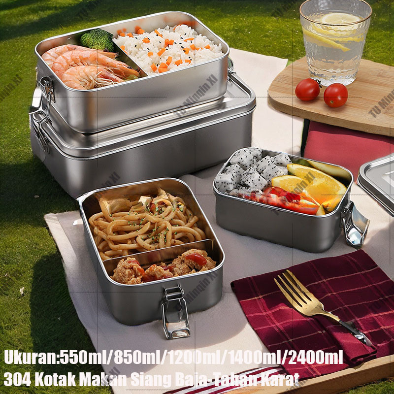 Jual 304 Stainless Steel 850ML Makan Stainless Kotak Piknik Food Container Lunch Box Premium ...