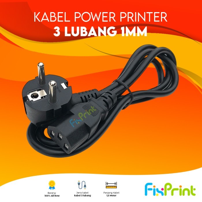 Jual Cable Power 3 Lubang 1,5M Kabel Power Adaptor Printer 1mm New ...