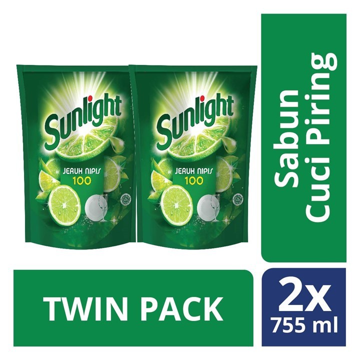 Jual Sunlight Sabun Cuci Piring Jeruk Nipis Refill 755 ml Twin Pack | Shopee Indonesia