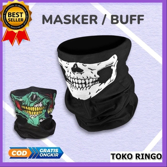 Jual Buff bandana motif tengkorak rider kain sepeda motor masker rahang ...