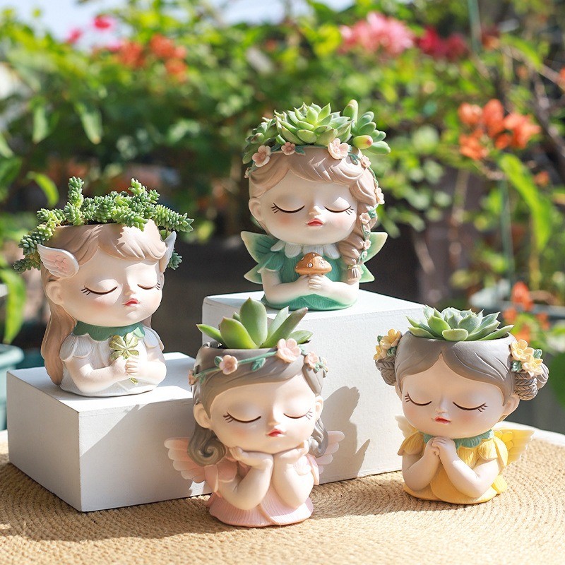 Jual Mi.more Pot Karakter Resin Lucu Bagus / Resin Peri Lucu Dekorasi ...