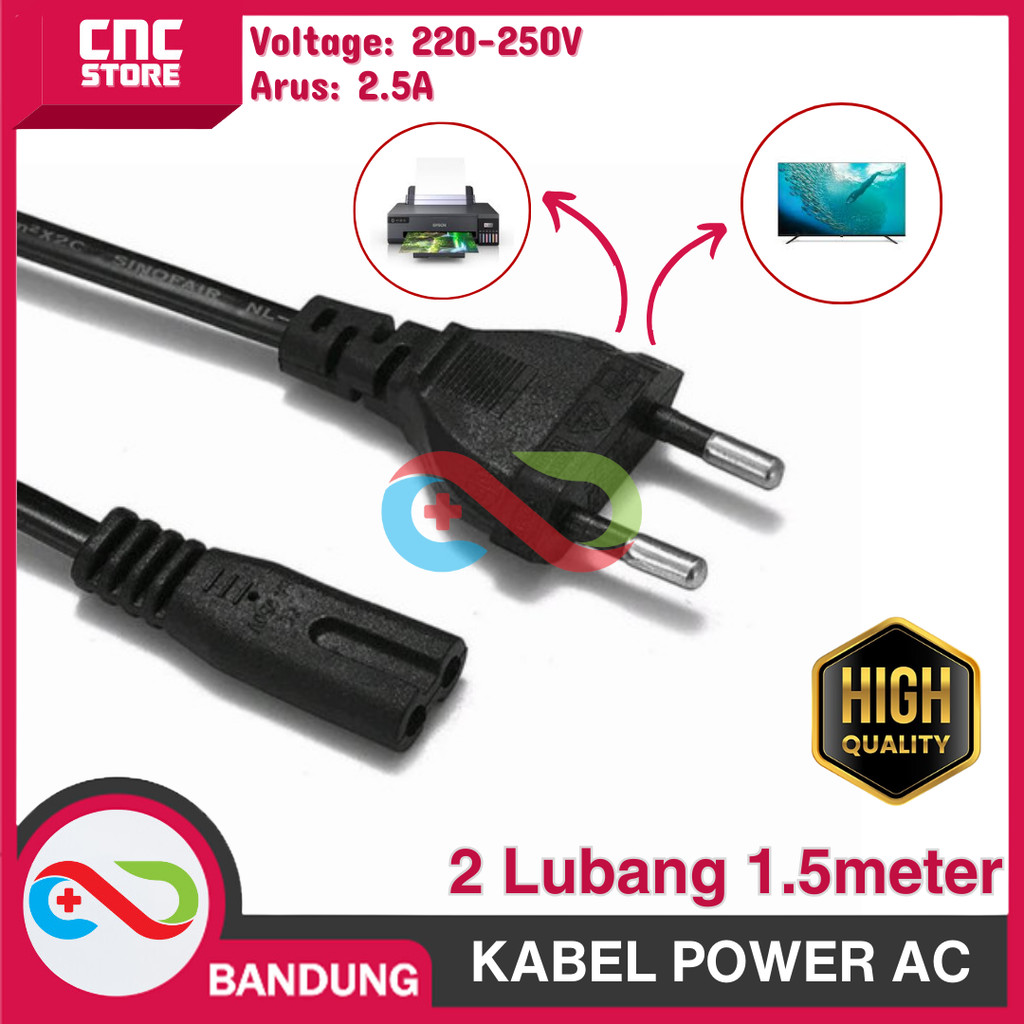 Jual KABEL POWER AC ANGKA 8 DUA LUBANG 1.5METER | Shopee Indonesia