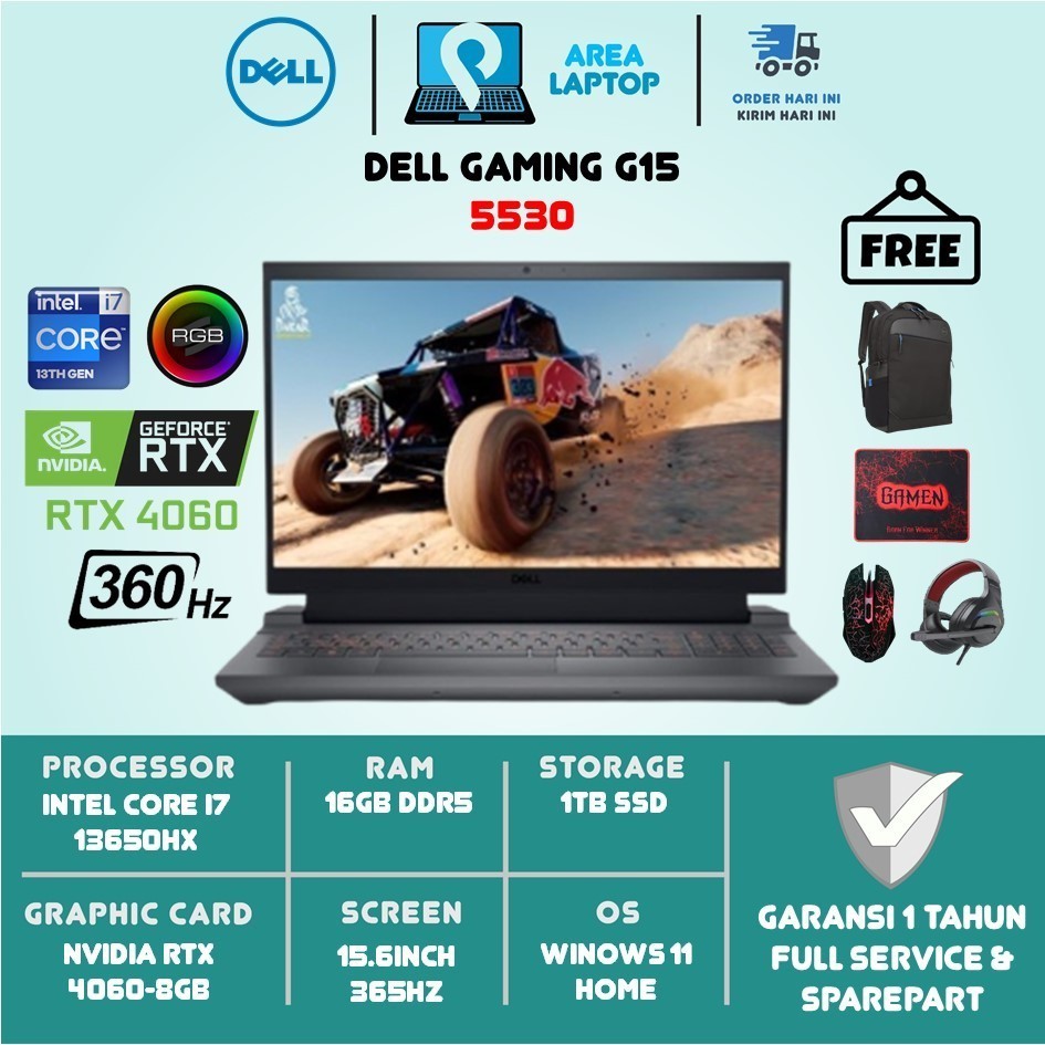 Jual DELL GAMING G15 5530 INTEL I7 13650HX 16GB DDR5 1TB SSD RTX4060-8GB 15.6 FHD 360HZ RGB ...