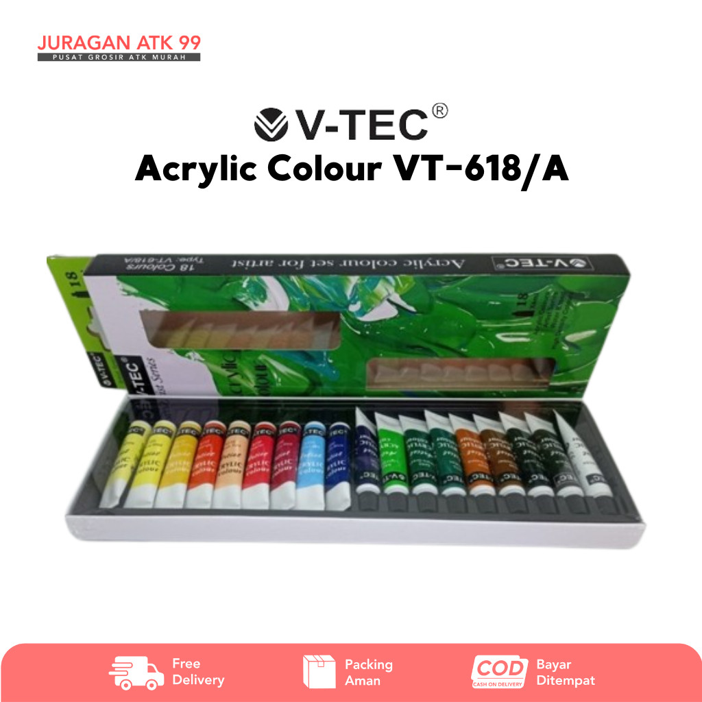Jual Acrylic Colour Cat Akrilik 18 Warna V-Tec VT-618/A | Shopee Indonesia