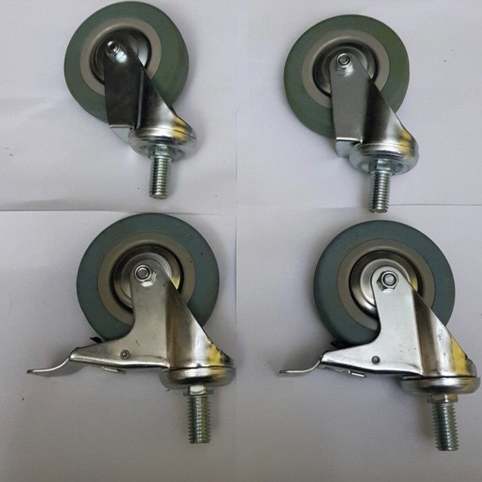 Jual Roda abu screw 4 inch rem polos/ roda tusuk 4 inch karet | Shopee ...