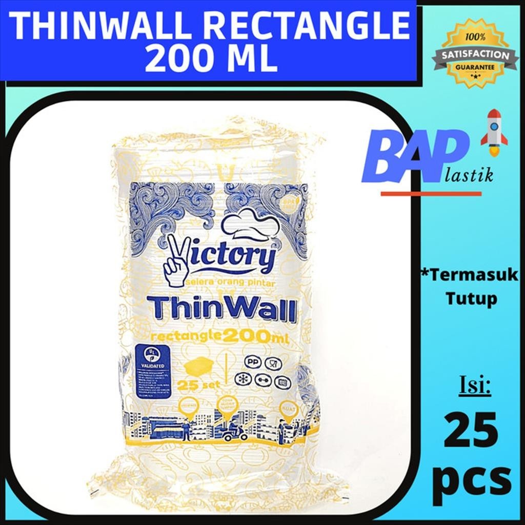 Jual Thinwall Rectangle 200 ml / Kotak Makan Plastik / Thinwall Victory ...