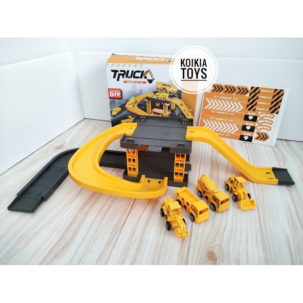 Jual Mainan truck parking lot playset arena trek mobil DIY merakit ...