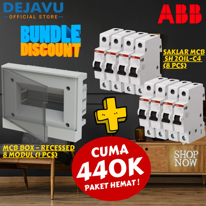 Jual Bundle ABB Saklar MCB + Box Panel (Sakelar SH201L-C4&MCB Box 8 Modul) | Shopee Indonesia