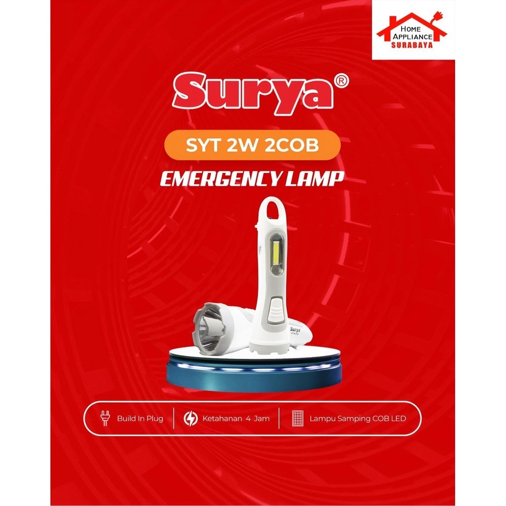 Jual SURYA Senter Tangan Cas Super LED 2W - 4W + Lampu Emergency 2W SYT ...