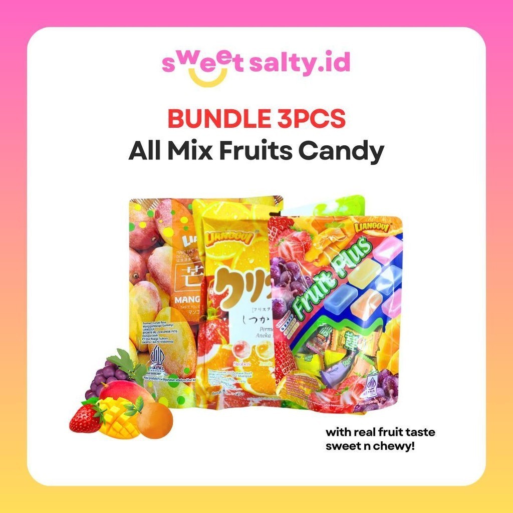 Jual Bundle 3in1 All Mix Fruits Candy | Permen Buah | Permen Lunak ...