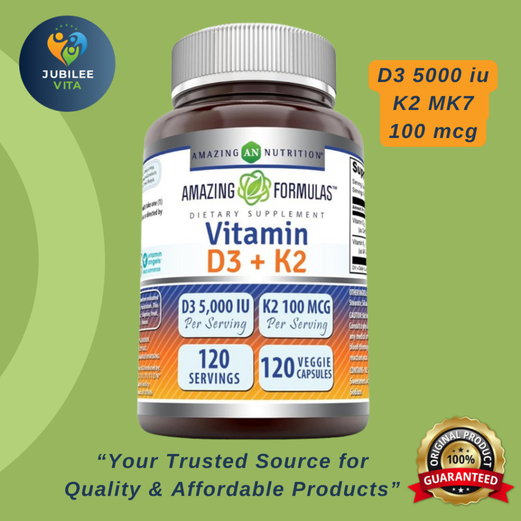 Jual Amazing Nutrition Vitamin D3 5000iu K2 MK7 100mcg Imun Tulang ...