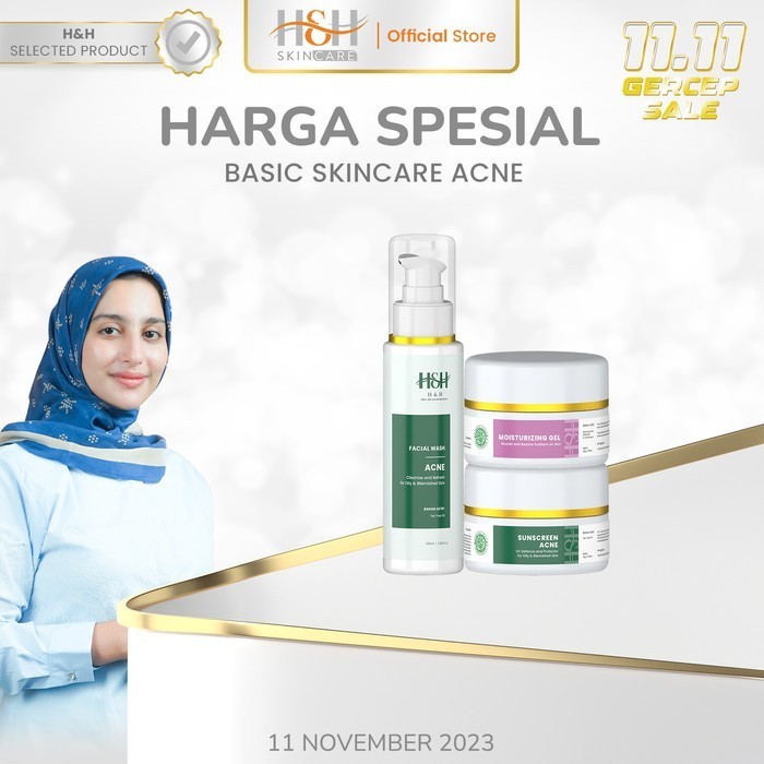 Jual H&H BASIC SKINCARE ACNE ( basic skincare untuk kulit berjerawat ) | Shopee Indonesia