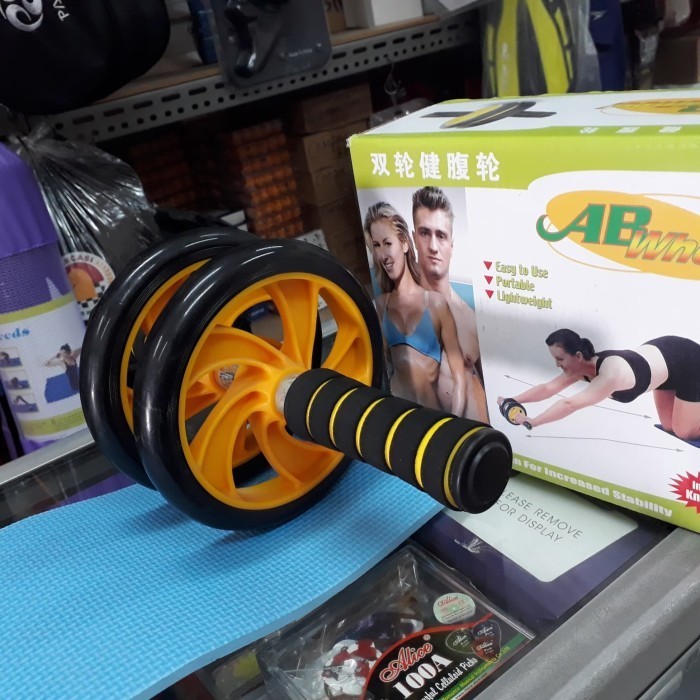 Jual Dubo Double Wheel Roller Abdominal Exercise AB / Alat Fitness Roda ...