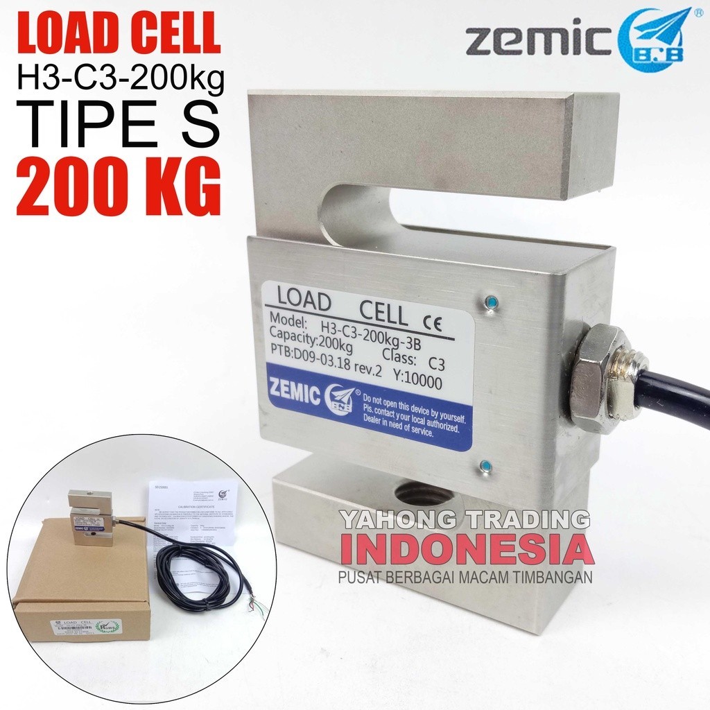 Jual Load Cell ZEMIC H3 C3 200kg Tipe S Loadcell Sensor Berat Timbangan Digital | Shopee Indonesia