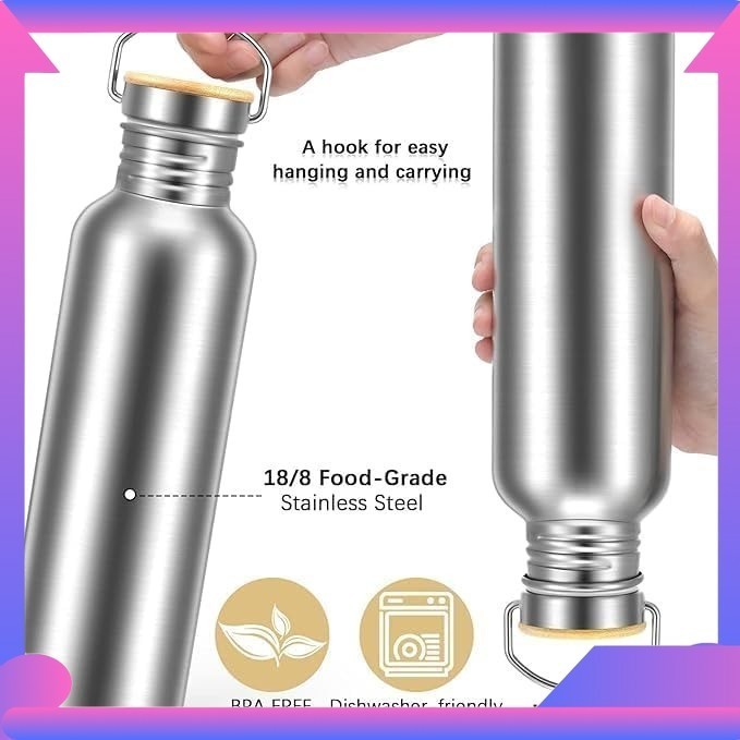 Jual Botol Minum Besi Stainless Steel 1000 ml Water Bottle Portable ...
