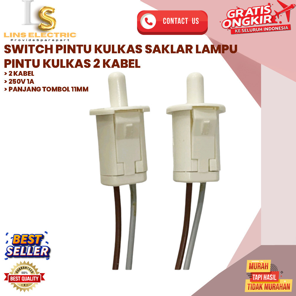 Jual SWITCH PINTU KULKAS SAKLAR LAMPU PINTU KULKAS 2 KABEL LINSELECTRIC ...