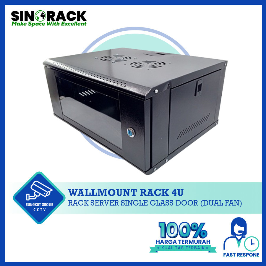Jual SINORACK Wallmount Rak Server 4U (Dual Fan) | Shopee Indonesia