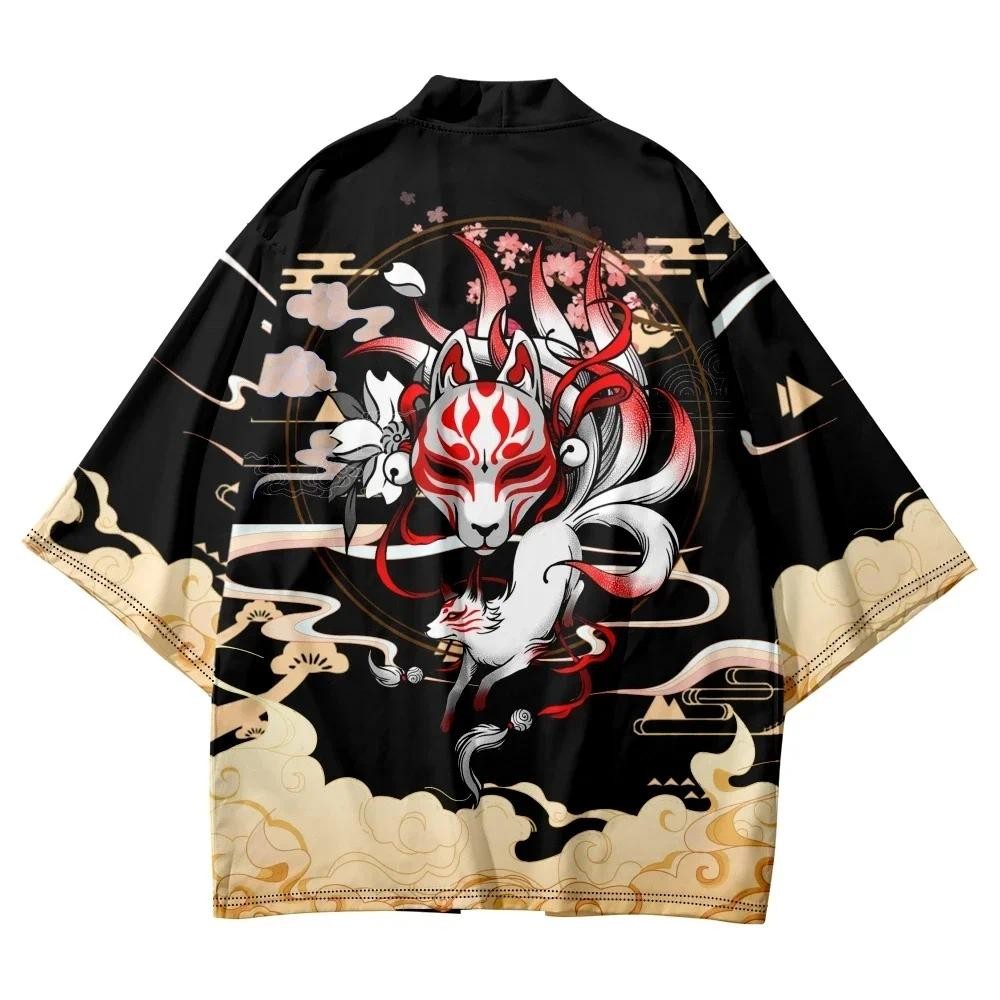 Jual Traditional Asian Clothes Inari Fox Kimono Men Women Cardigan ...