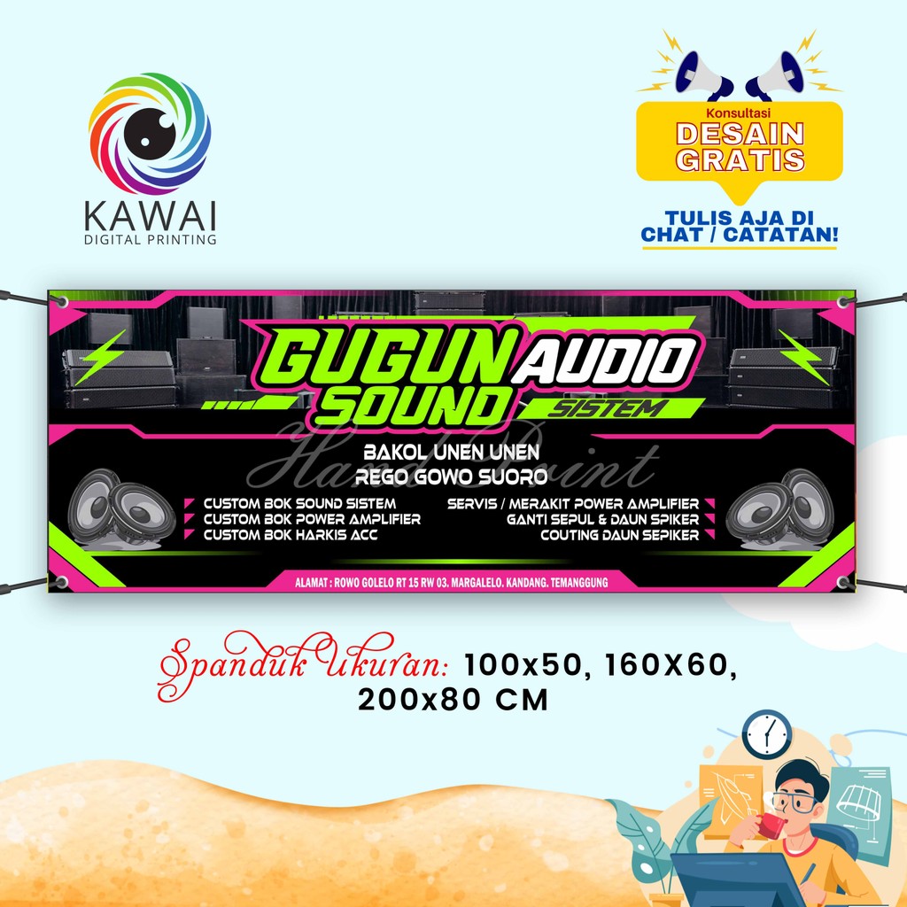 Jual SPANDUK / BANNER Audio Sound System Pink Hijau Free Design ...