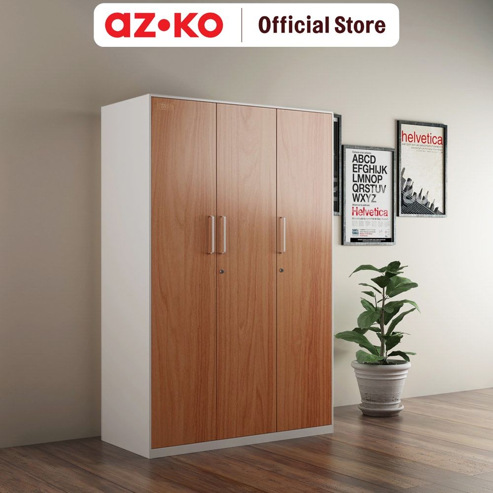 Jual AZKO Masterspace Lemari Pakaian 3 Pintu - Cokelat/Putih Wardrobe ...