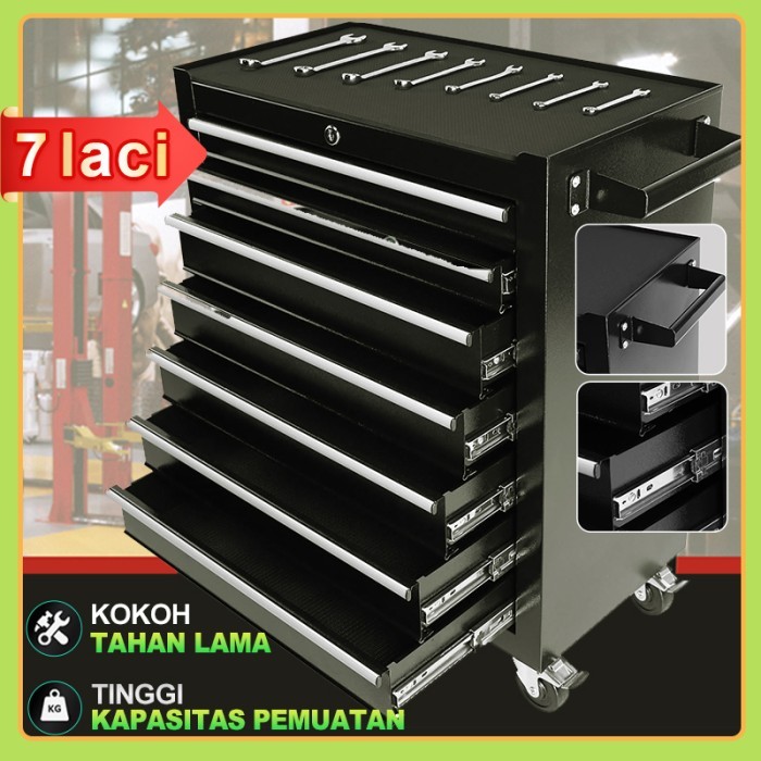Jual Cabinet Tool Trolley Bengkel Rak 5/7 Laci Susun 7 Drawer Toolkit Box Storage Rolling Tool ...