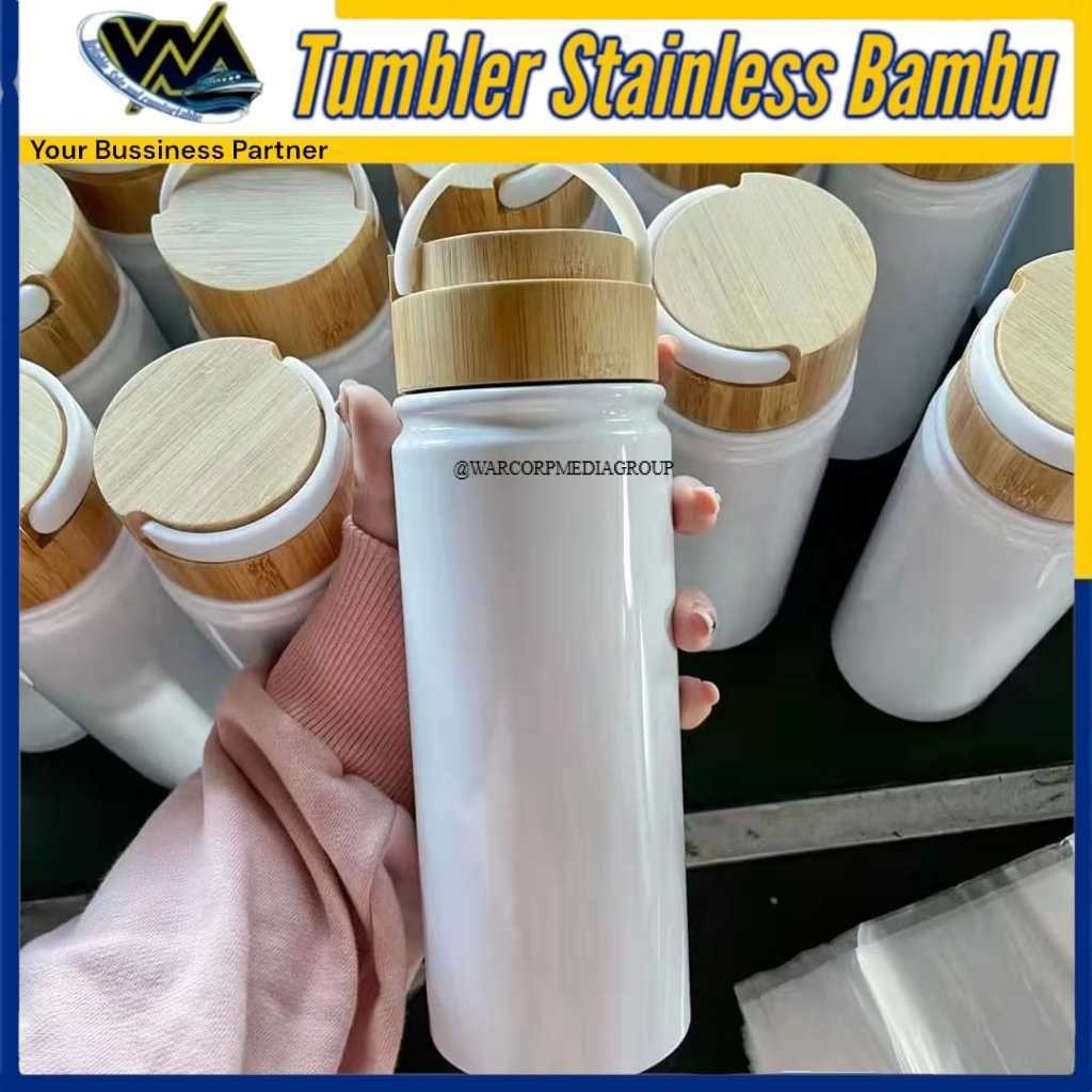 Jual WMEDIA Botol Stainless Bambu / Tumbler Stainless Tutup Bambu 550ML ...