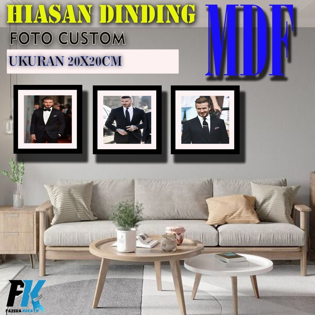 Jual Cetak Foto Custom List Putih Hitam Bingkai MDF Ukuran 20x20cm ...