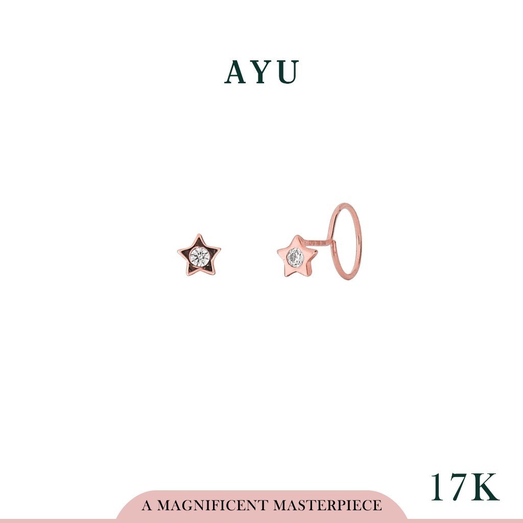 Jual AYU Mini Star Single Stone Round Loop 17K Rose Gold | Shopee Indonesia