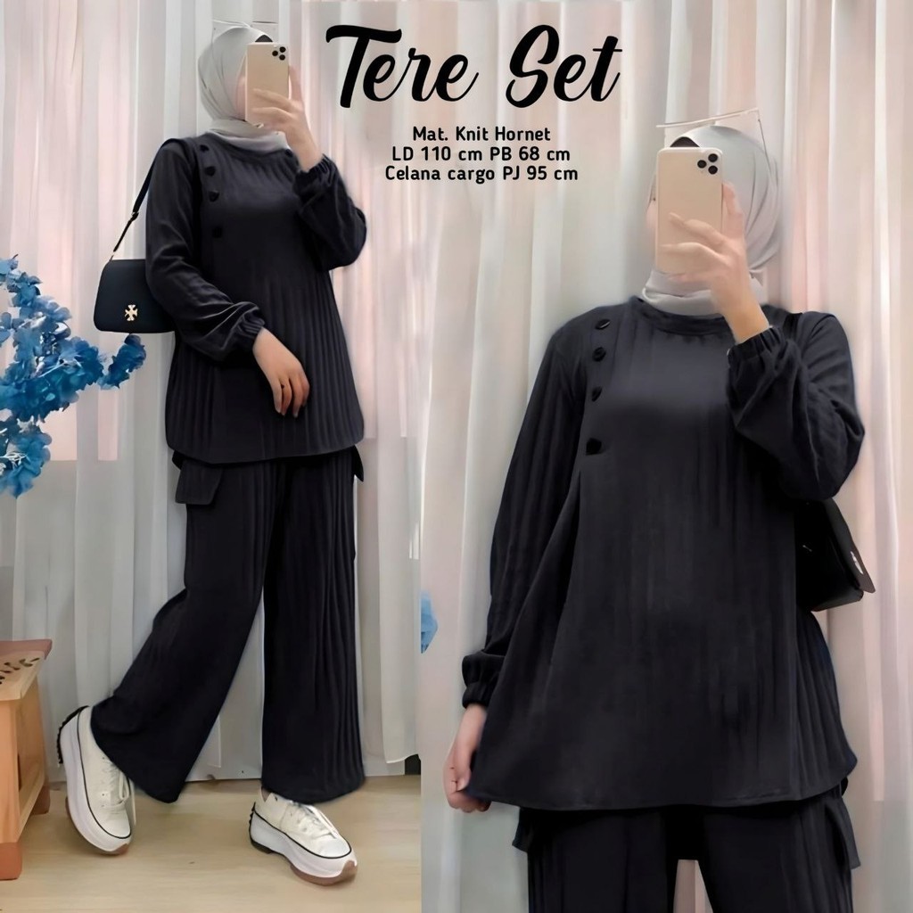 Jual Tere Set Cargo - One Set Wanita Knit Hornet Premium Setelan Wanita Kekinian Lengan Panjang ...