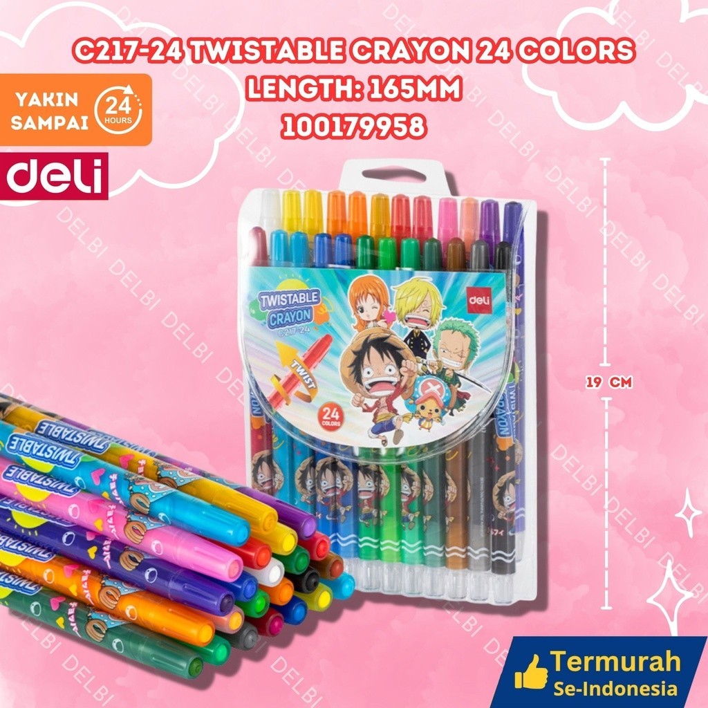 Jual Deli Twistable Crayon One Piece Edittion C217-24 Twistable Crayon ...
