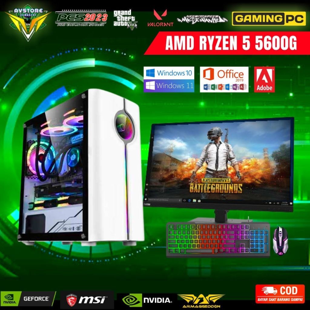 Jual Pc Gaming Ful set Editing Fullset Amd Ryzen 5 5600G ram 16gb ssd 128gb hdd 500gb siap pakai ...